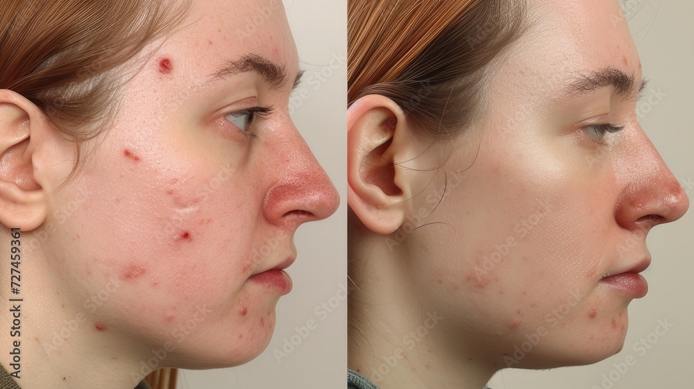 Rosacea couperose redness skin treatment, before and after result of ...