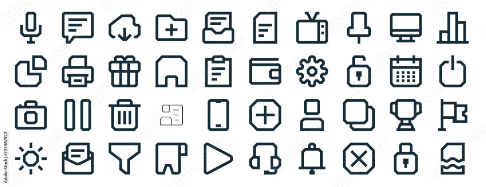 set of 40 outline web essentials ui icons such as chat, pie chart ...