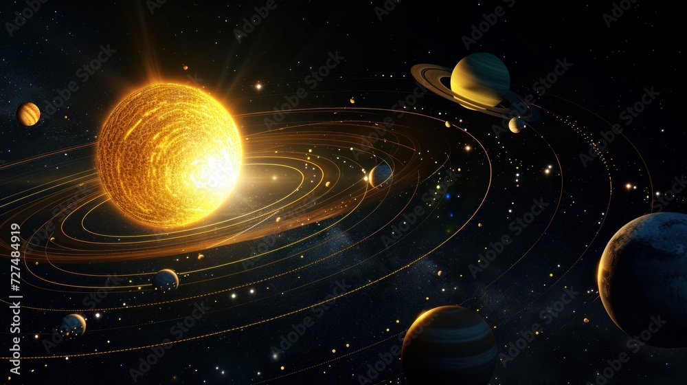 Solar system structure out to oort cloud, digital illustration Stock ...