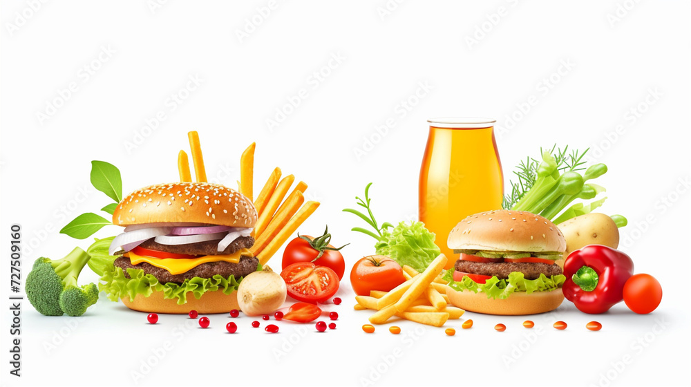 Juxtaposition of Fast Food vs Healthy Eating: A Tale of Contrasts foto ...