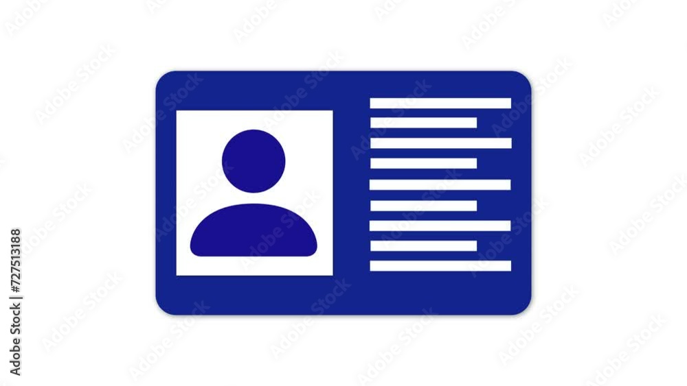 Animated iconic blue and white ID card illustration with a profile ...