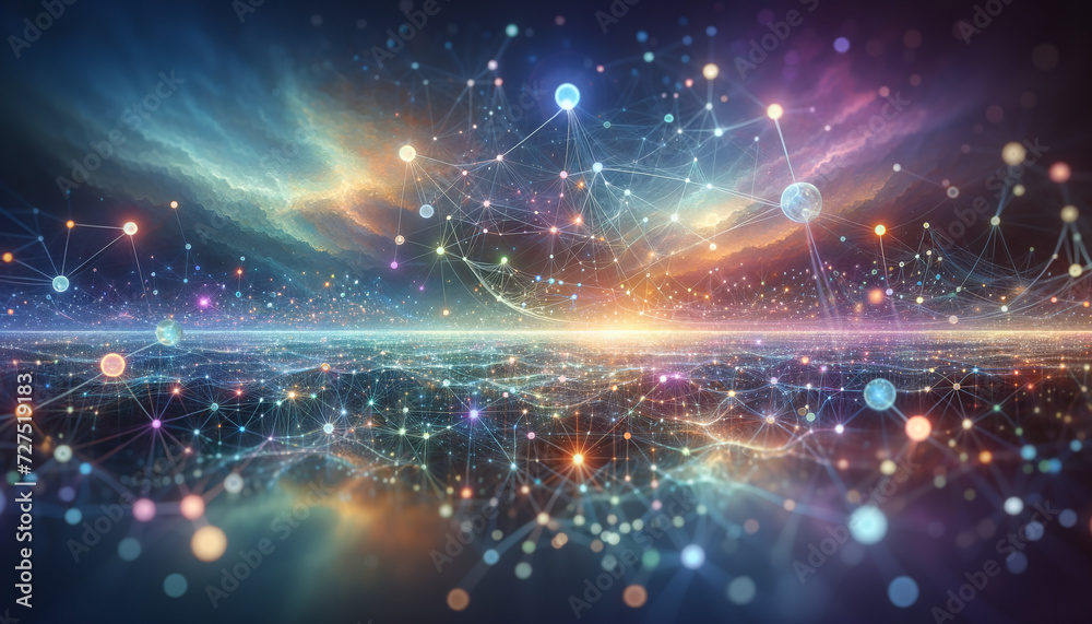 Tranquil Neural Network: Abstract watercolor landscape of ...