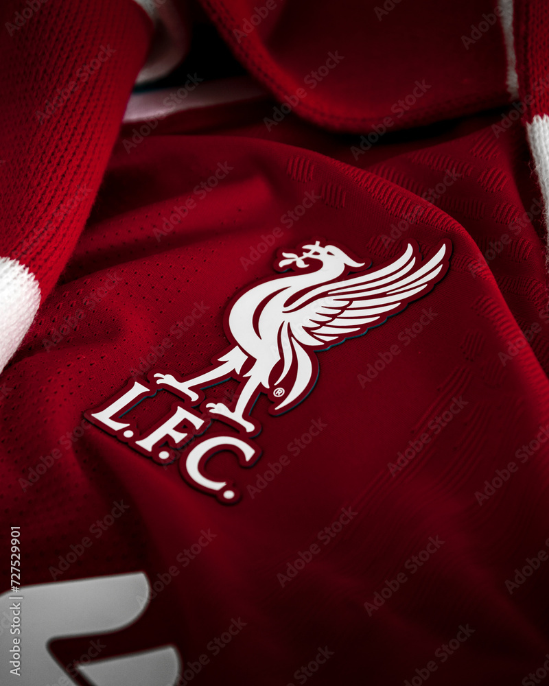 Liverpool FC logo emblem Home Football Soccer Shirt for the season ...