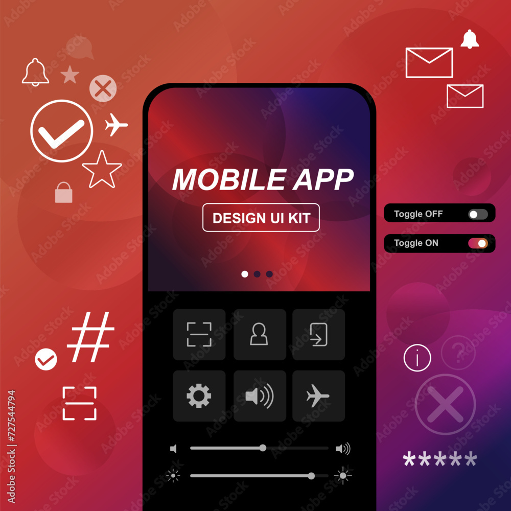 Useful mobile app design kit with simple line symbols Stock Vector ...