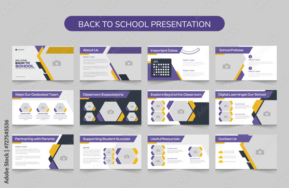 Education back to school Center Presentation slides template design ...