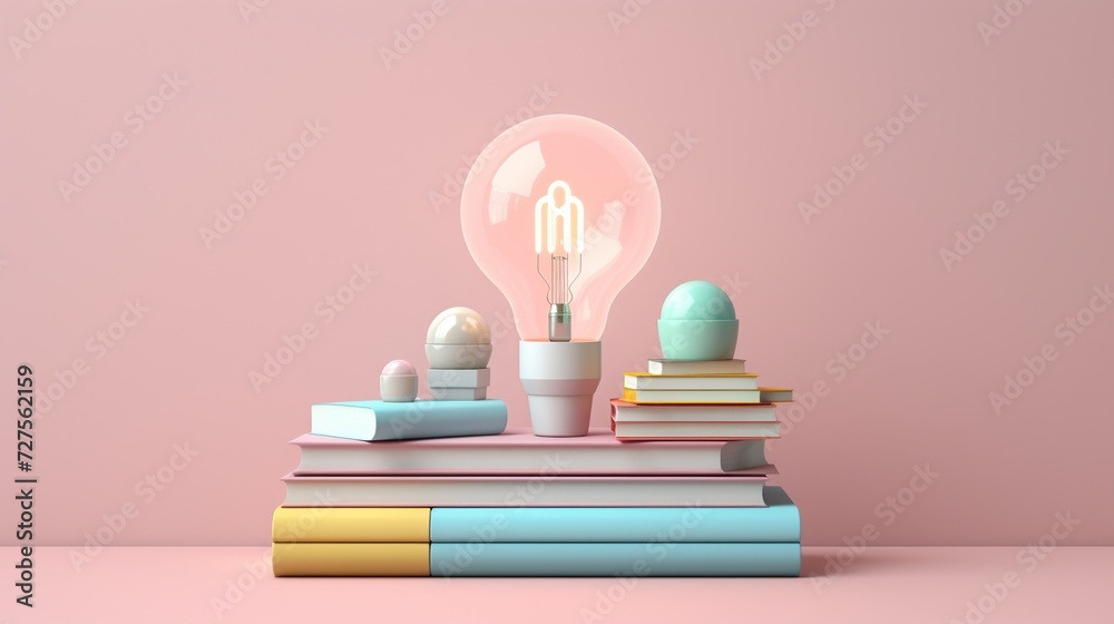 Minimal concept of knowledge, ideas and education, by using yellow ...