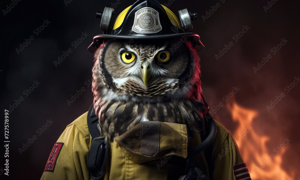 Heroic Owl Firefighter Illustration: Ready to Soar in Firefighter ...
