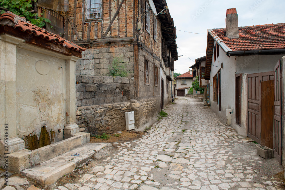 Traditional ottoman house in Safranbolu.historical stone stairs and old ...