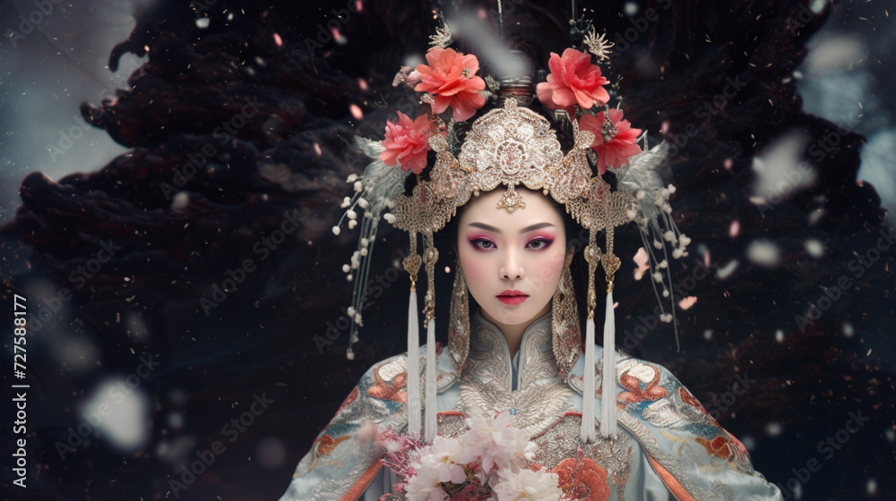 Regal grace adorns China's empress, draped in ornate silk robes ...