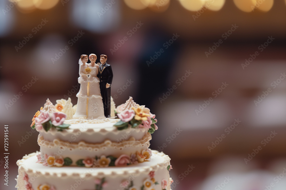 Polyamorous Wedding Featuring Throuple Cake Toppers Stock Illustration ...