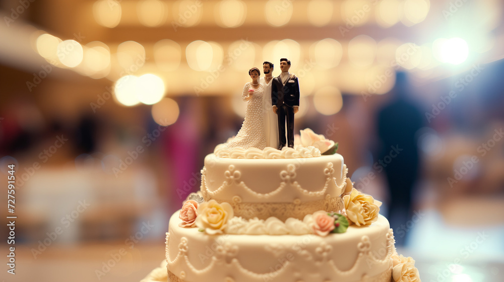 Polyamorous Wedding Featuring Throuple Cake Toppers Stock Illustration ...