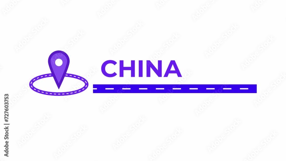 China name with location icon animation. Alpha matte with transparent ...