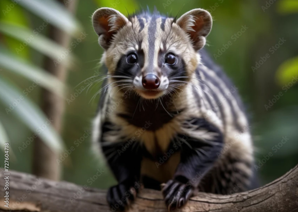 Civet cat coffee (Cat Luwak) eats ripe robusta coffee berries. Portrait ...