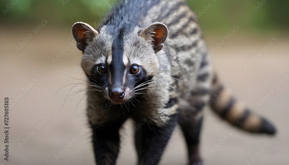 Civet cat coffee (Cat Luwak) eats ripe robusta coffee berries. Portrait ...