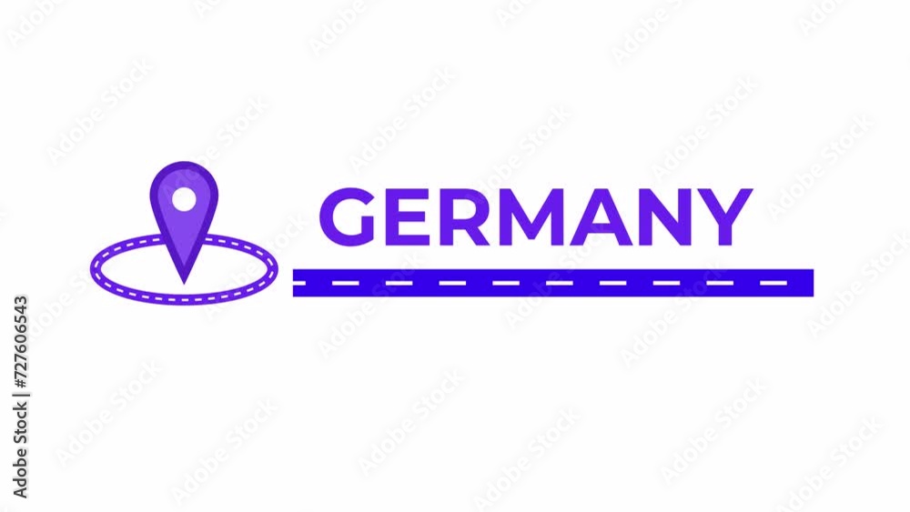 Vidéo Stock Germany name with location icon animation. Alpha matte with ...