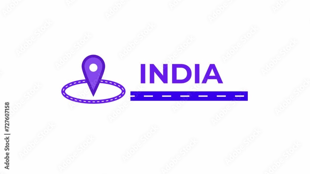 India name with location icon animation. Alpha matte with transparent ...