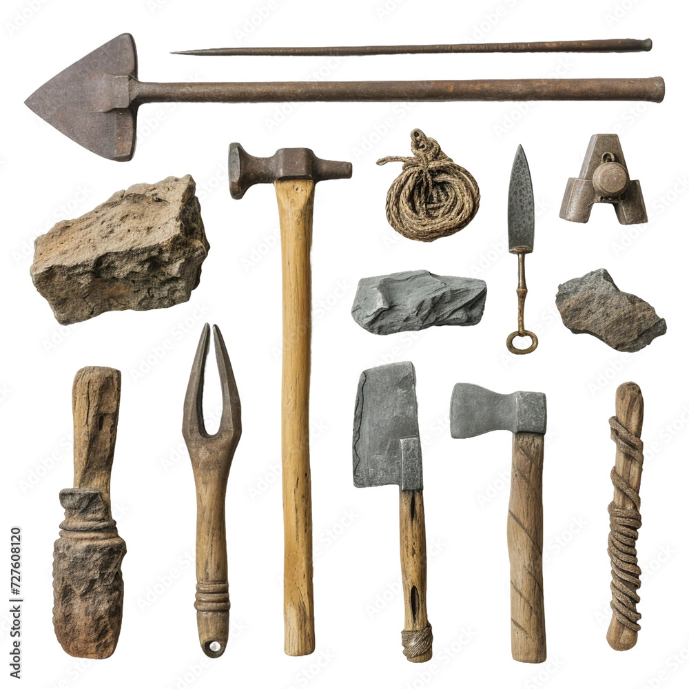 Bronze age tools, transparent background, isolated image, generative AI ...