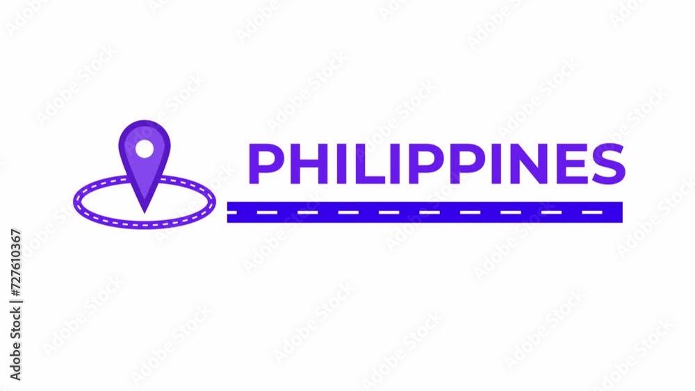 Philippines name with location icon animation. Alpha matte with ...