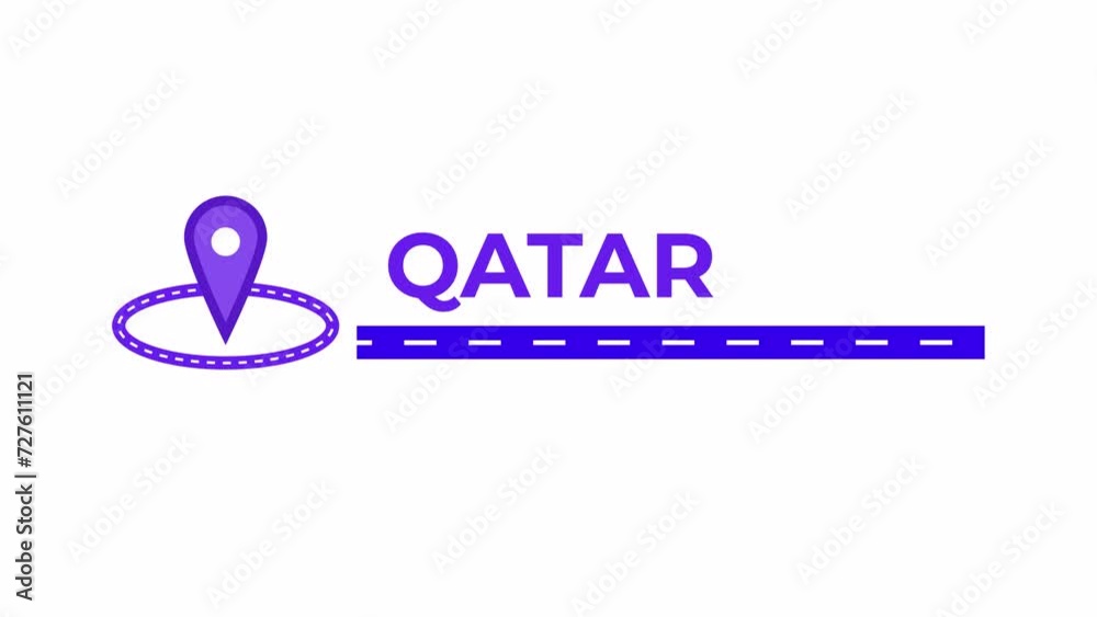 Qatar name with location icon animation. Alpha matte with transparent ...