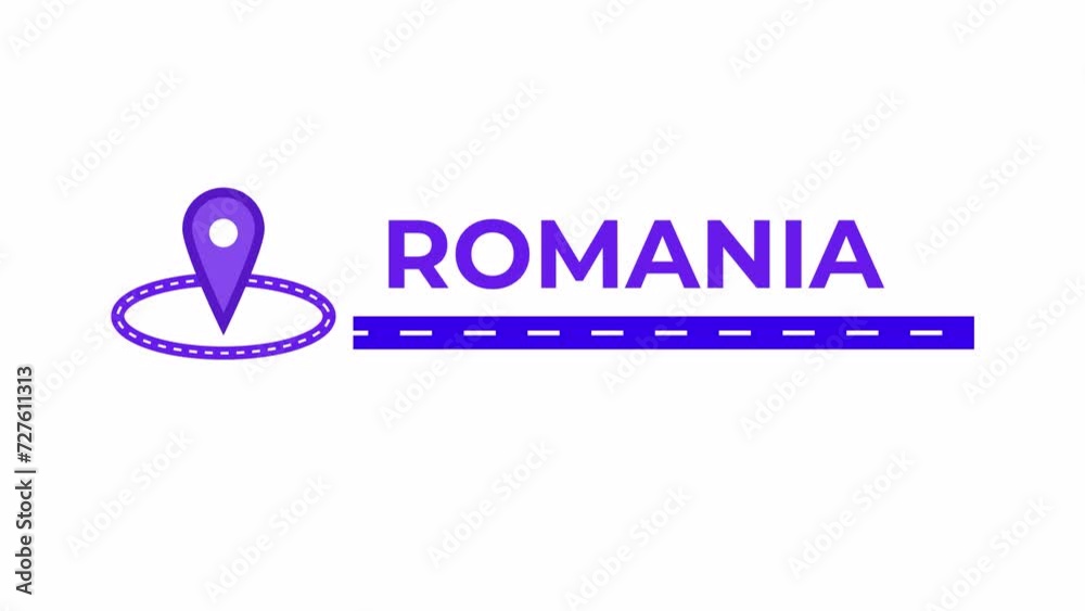 Romania name with location icon animation. Alpha matte with transparent ...