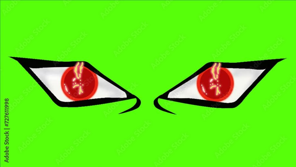 Angry eyes green screen cartoon animation with lightning effect ...