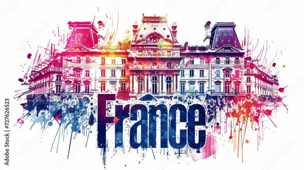 Travel to France country illustration background with a mix of French ...