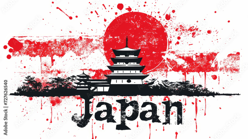 Travel to Japan country illustration background with a mix of Japanese ...