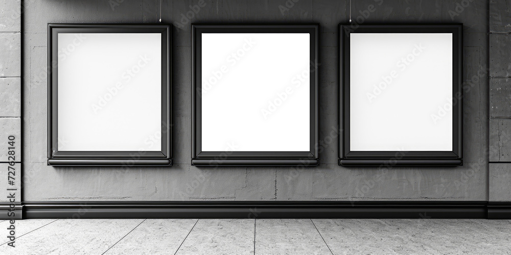 Mock up poster movie signs are on the wall, blank billboards for ...