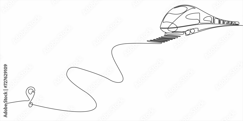 Continuous line drawing of railroad track line vector icon of a train ...