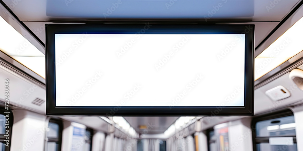 electronic billboard on subway wall blank screen, ,for advertising ...