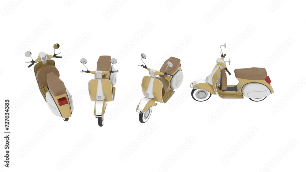 Vintage Vespa scooter isolated, personal transportation. Classic motor ...
