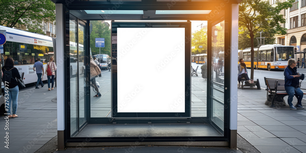 empty blllboard advertising on a bus stop,for advertising mockups and ...
