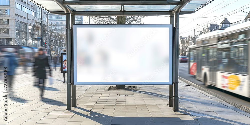 empty blackboard advertising on a bus stop,for advertising mockups and ...