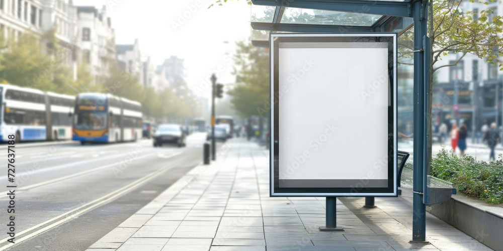 empty blackboard advertising on a bus stop,for advertising mockups and ...
