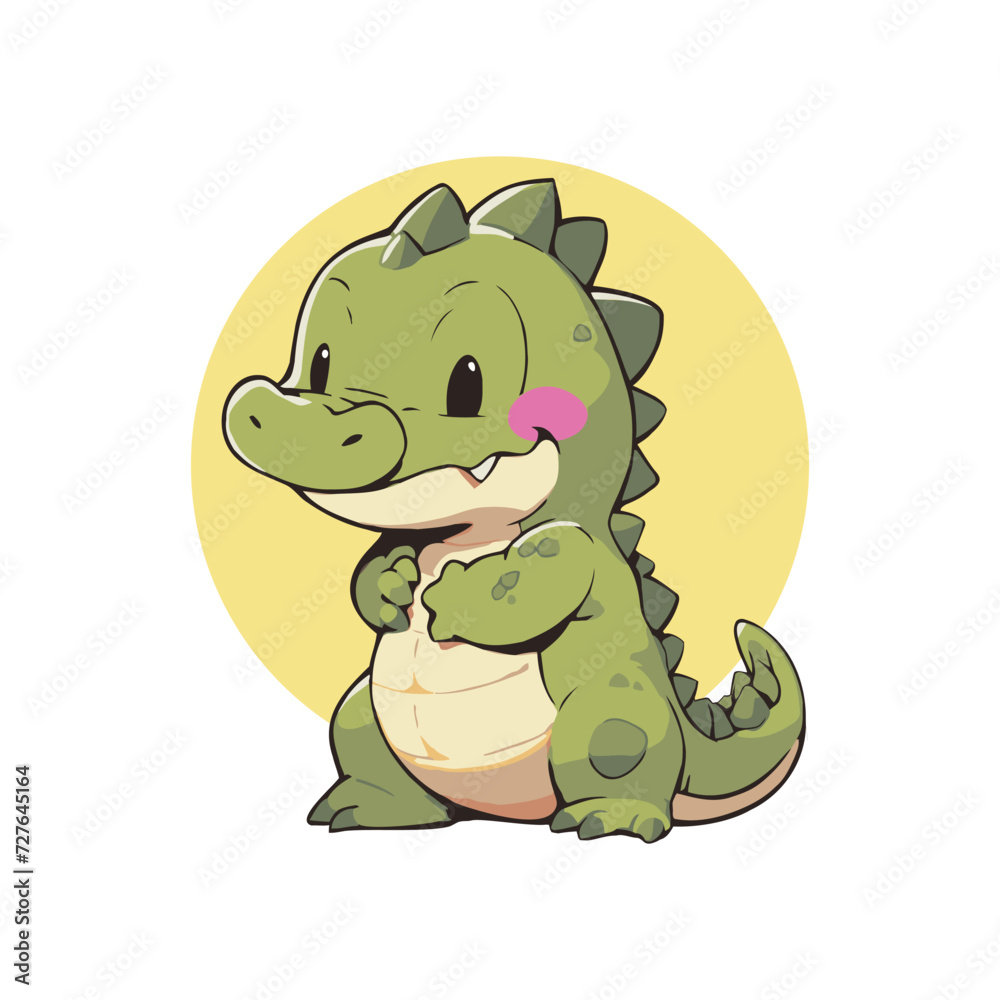 alligator animal chibi cartoon style isolated plain background, vector ...
