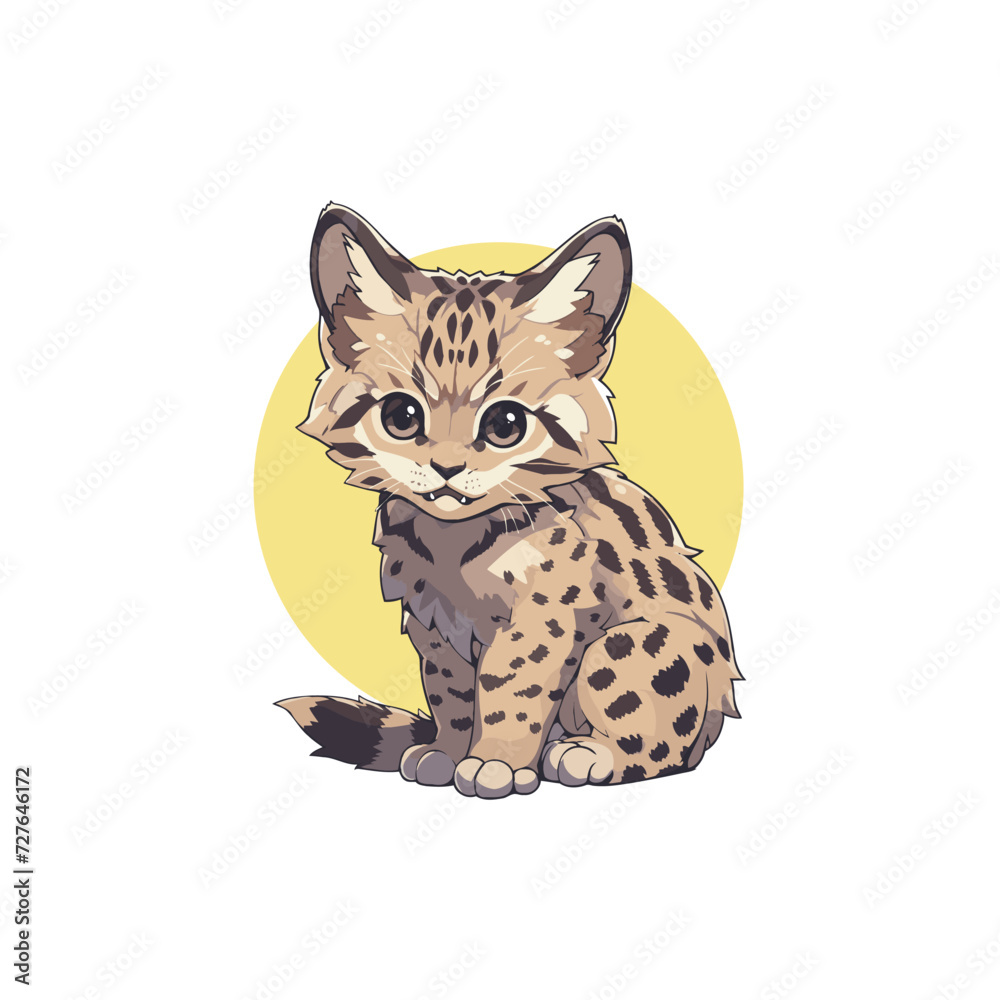 bobcat animal chibi cartoon style isolated plain background, vector ...