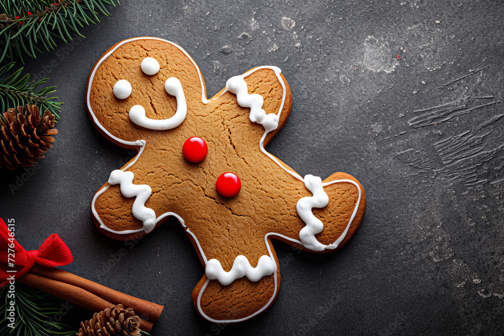 Gingerbread Man Cookie with Missing Limbs and Red Buttons Stock Photo ...