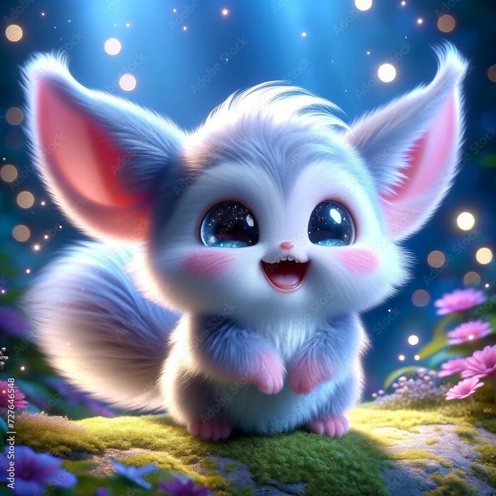 fantasy creature, glowing wings, enchanted forest, sparkling eyes ...