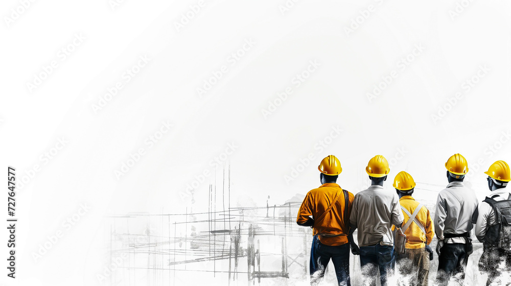 Civil engineer construction worker standing back and looking ...