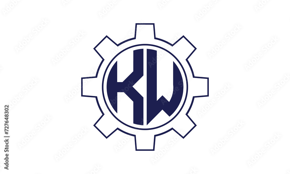 KW initial letter mechanical circle logo design vector template ...