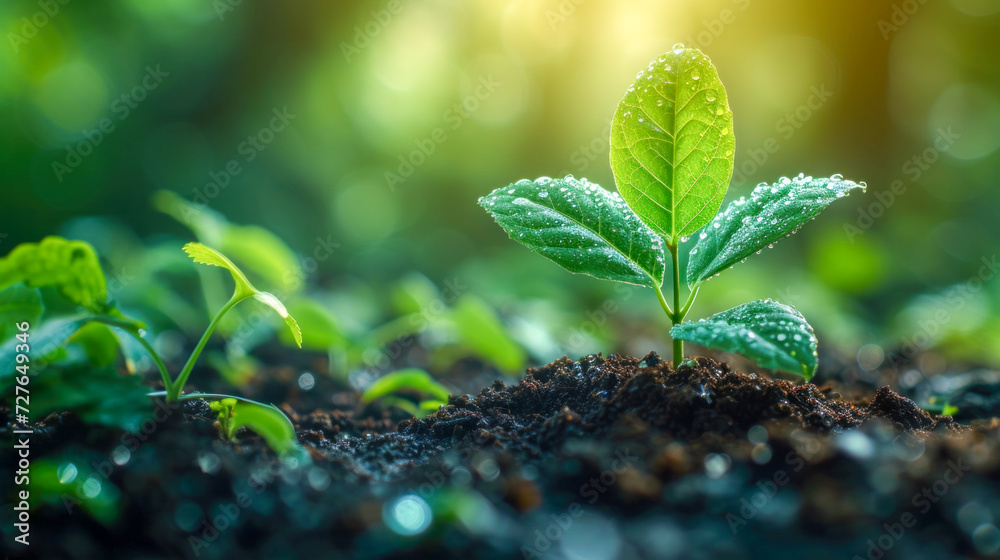 young seedling growing concept for new business growth through ...