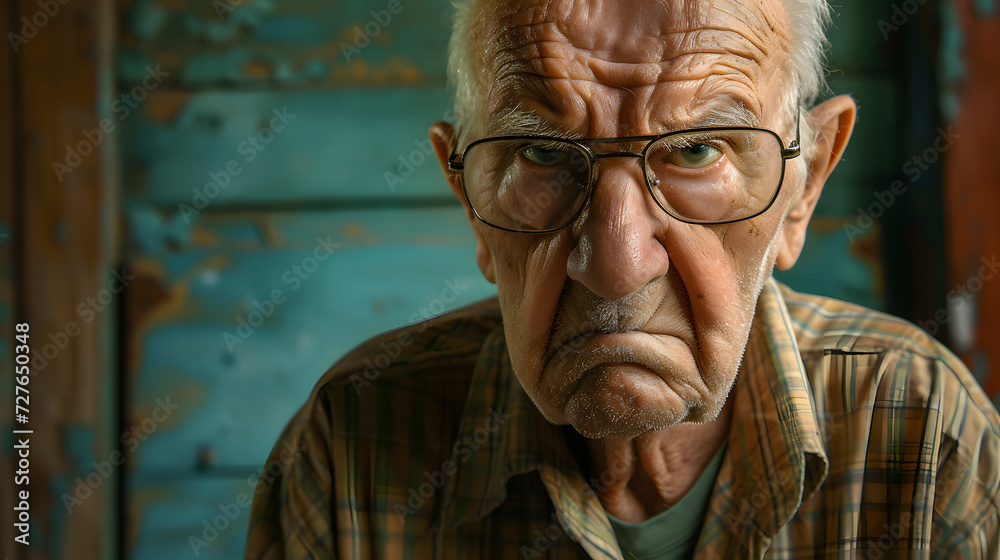 portrait of an upset senior man looking at the camera, upset ...