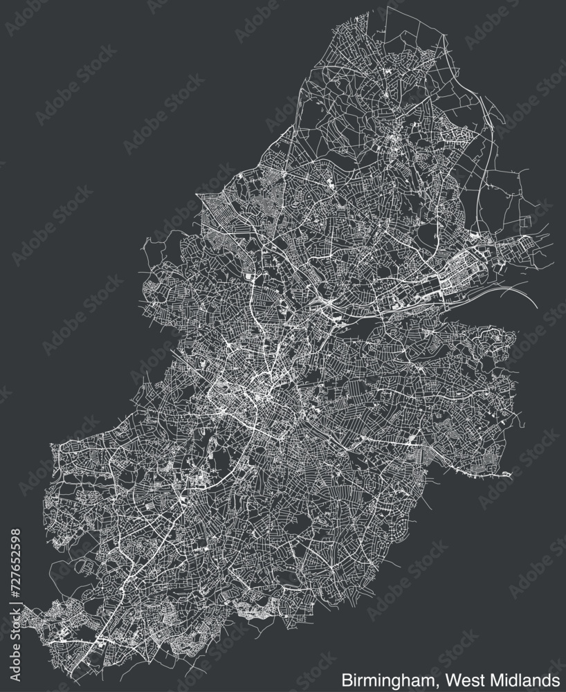 Street roads map of the METROPOLITAN BOROUGH AND CITY OF BIRMINGHAM ...