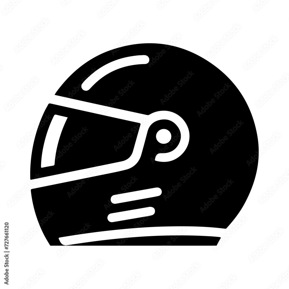 motorcycle helmet icon, black color vector silhouette, white background ...