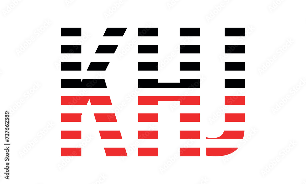 KHJ three initial letter iconic line negative space minimal logo design ...