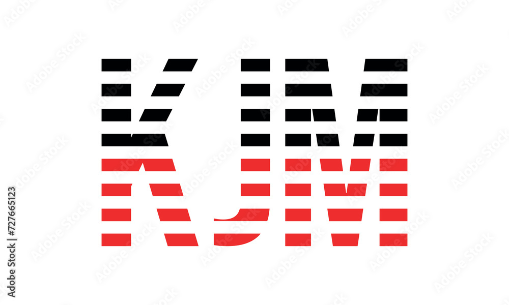 KJM three initial letter iconic line negative space minimal logo design ...