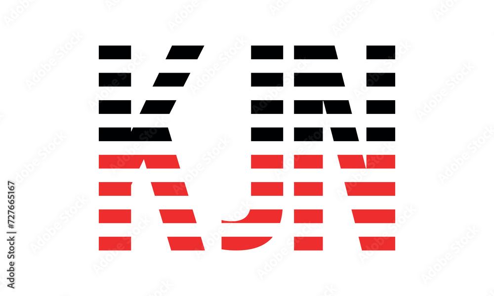 KJN three initial letter iconic line negative space minimal logo design ...