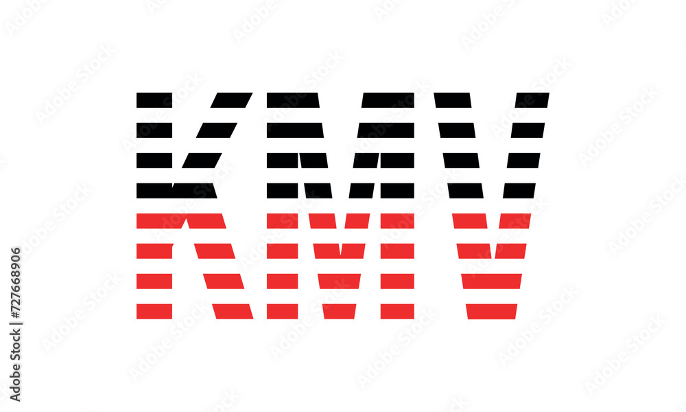 KMV three initial letter iconic line negative space minimal logo design ...