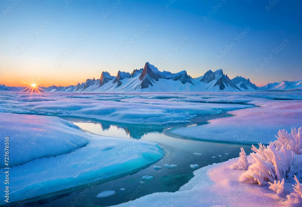 Frozen Tundra. Arctic. Ice. Snow. Barren Landscape. Tundra Region ...