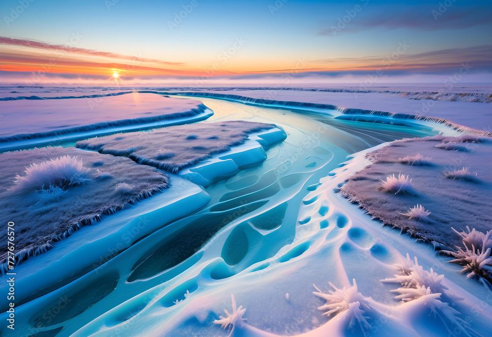 Frozen Tundra. Arctic. Ice. Snow. Barren Landscape. Tundra Region ...